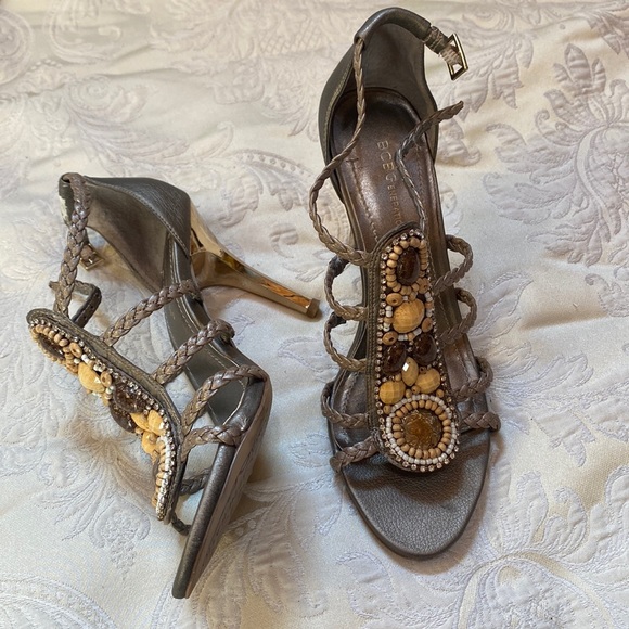 BCBGeneration | Shoes | Bcbgeneration Metallic Taupe Bead Embellished ...